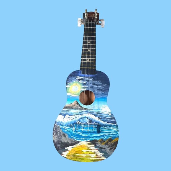 Vintage | Art | Handpainted Soprano Ukulele With Scenic Ocean Landscape ...